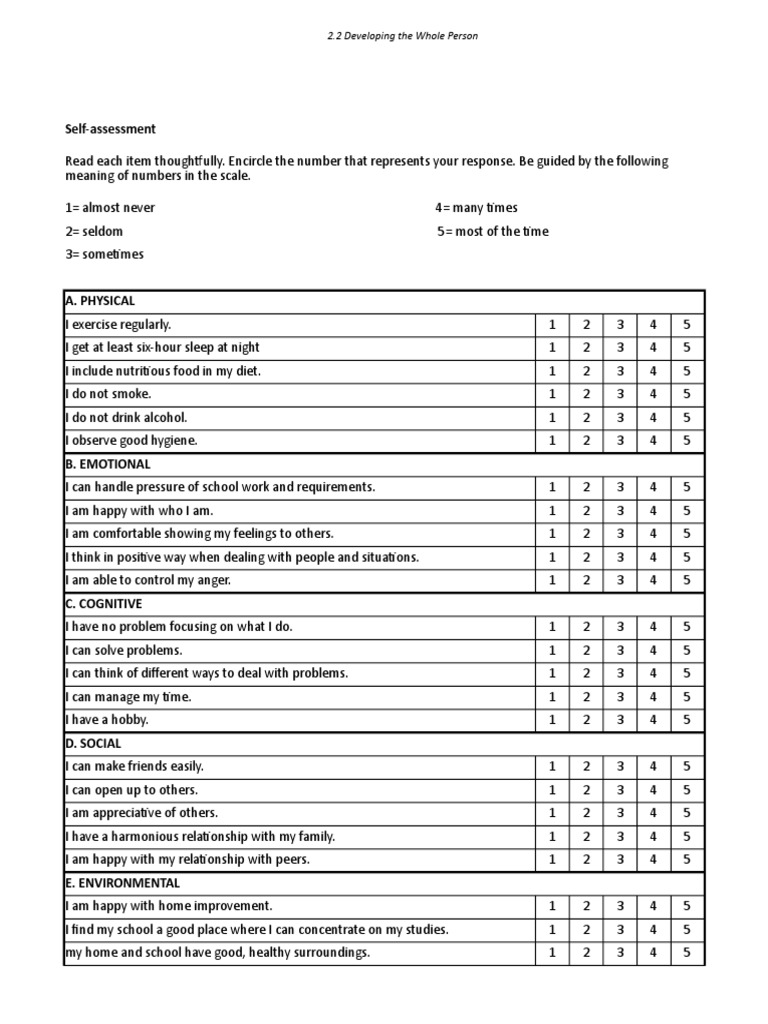 2.2 Developing The Whole Person Handout | PDF | Action (Philosophy ...