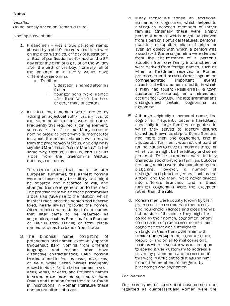 Roman Naming Conventions | PDF | Classical Antiquity | Ancient Romans