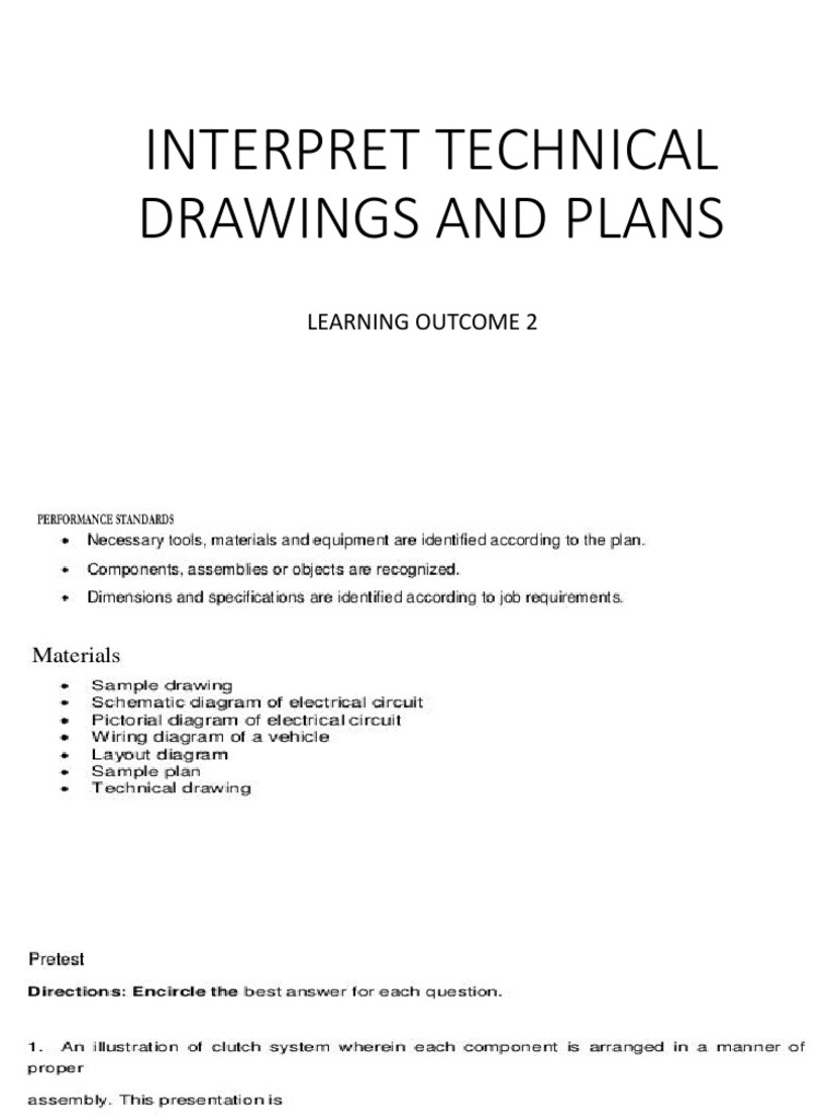 Interpret Technical Drawings and Plans: Learning Outcome 2 | PDF