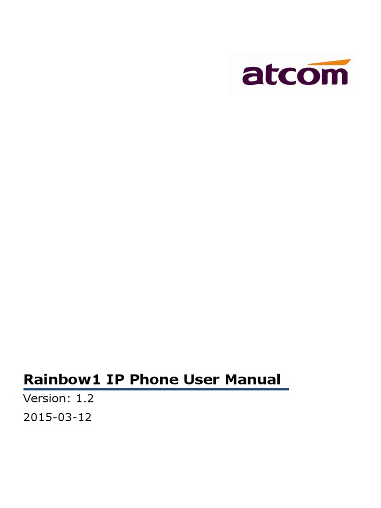 Atcom Phone Manual | PDF | Session Initiation Protocol | File Transfer Protocol