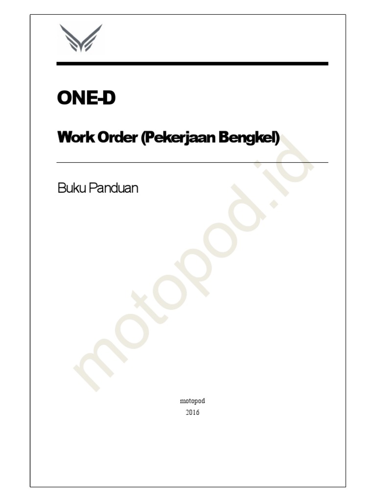 Work Order (Pekerjaan Bengkel) | PDF