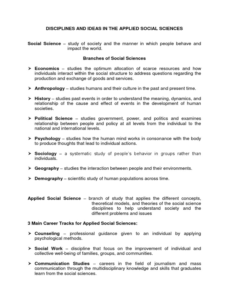 An Overview of the Disciplines and Career Paths Within Applied Social ...