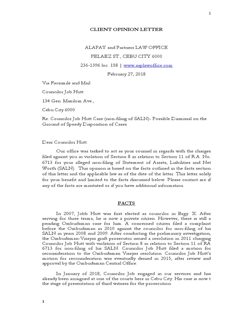 Opinion Letter | PDF | Legal Procedure | Justice