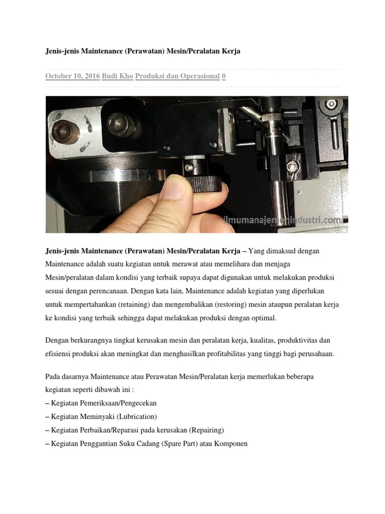 Jenis-Jenis Maintenance | PDF