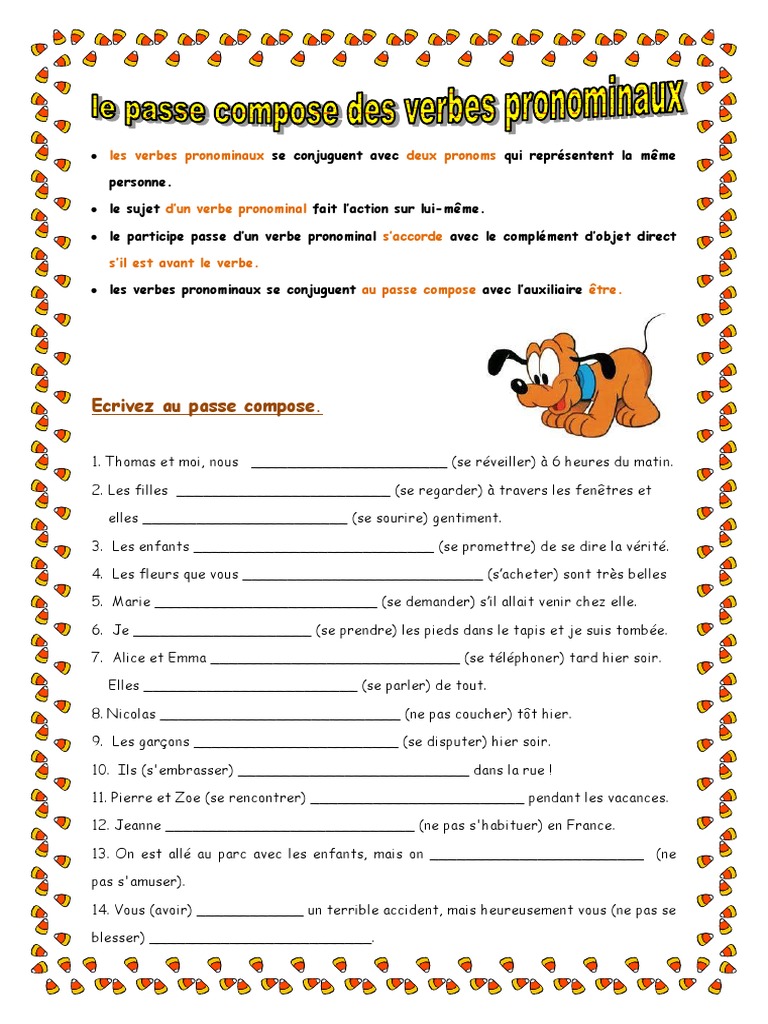 Le Passe Compose Des Verbes Pronominaux Exercice Grammatical 23644 ...
