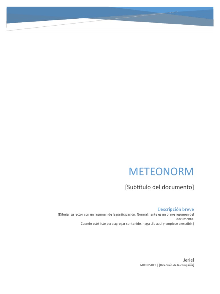 Base de Datos Climatológica METEONORM | PDF | Archivo de computadora ...