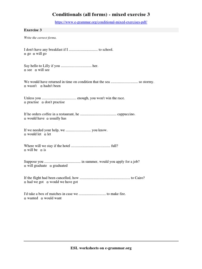 Mixed Conditional Exercise 3 | PDF