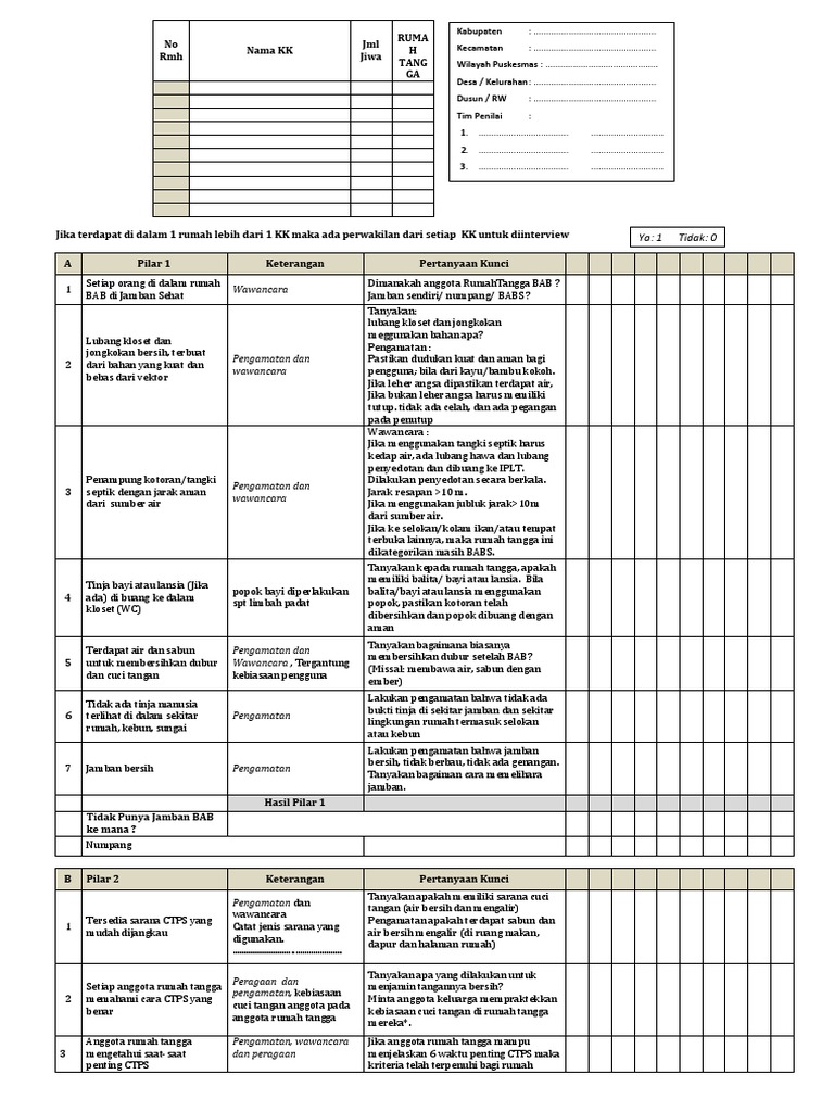 A. Format Verifikasi 5 PILAR STBM | PDF