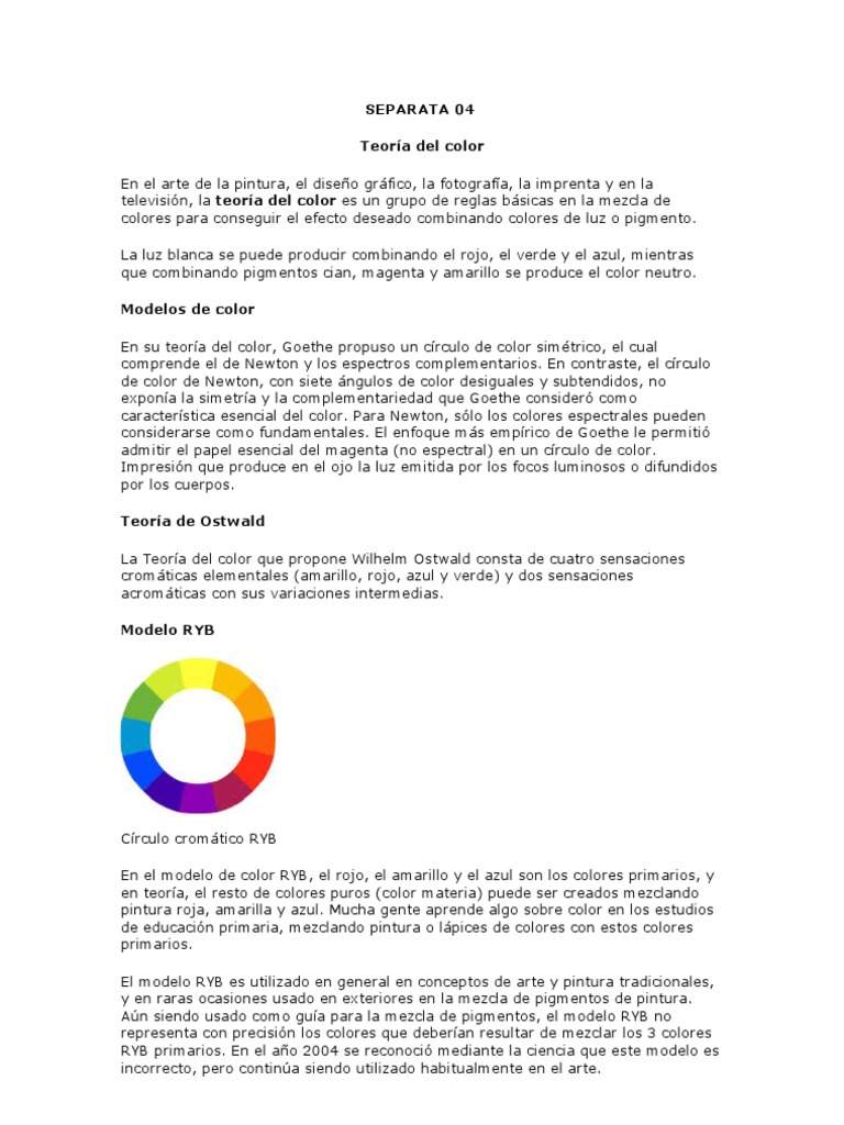 Separata 04 Teoría Del Color | PDF | Color | Cian