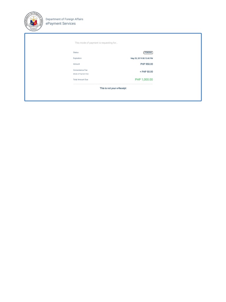 Epayment Services: Department of Foreign Affairs | PDF