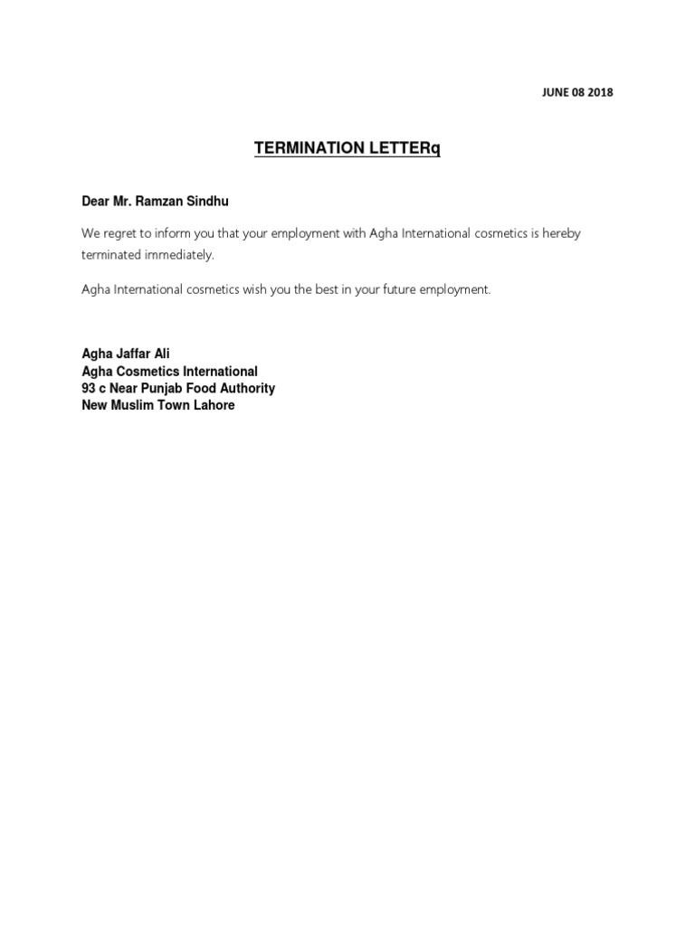 Termination Letter | PDF