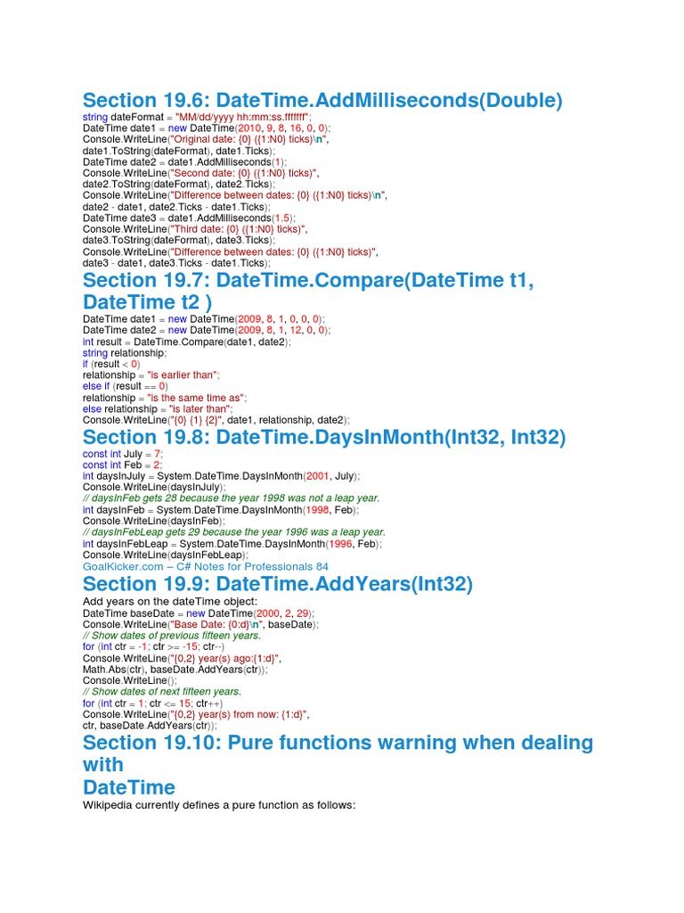 Date Time in C# | PDF | Parameter (Computer Programming) | Programming ...