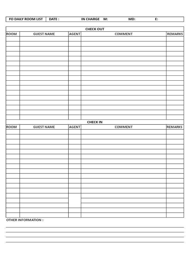 Fo Daily Room List | PDF