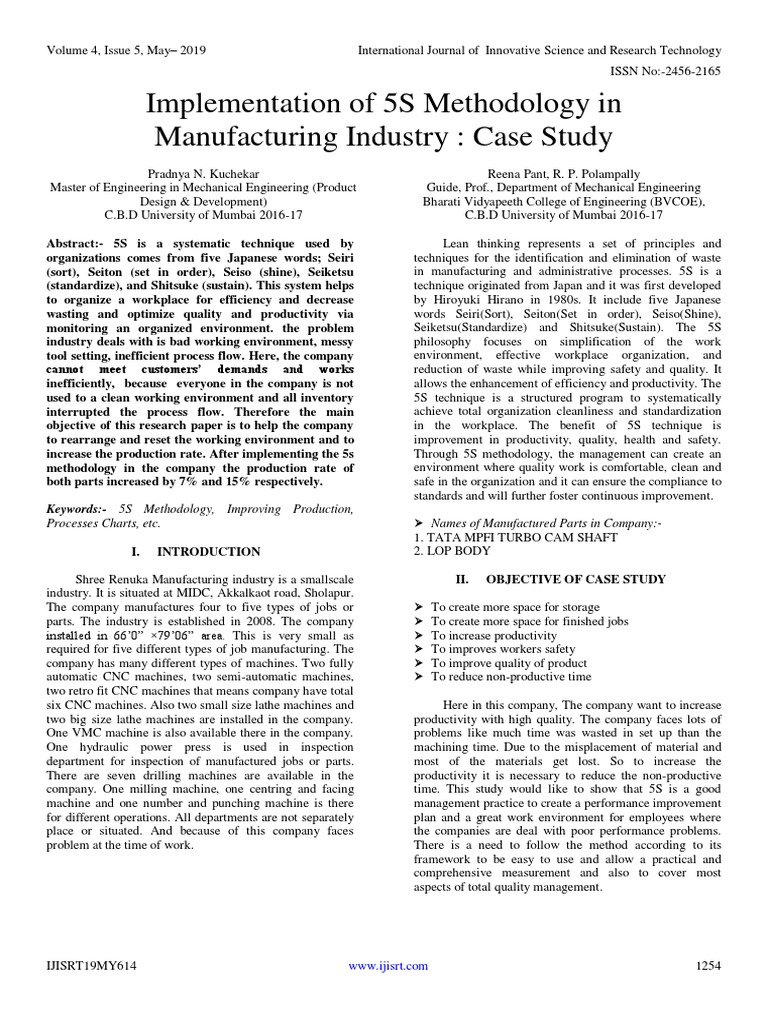 5S Methodology in Manufacturing: Case Study | PDF | Lean Manufacturing | Economic Sectors