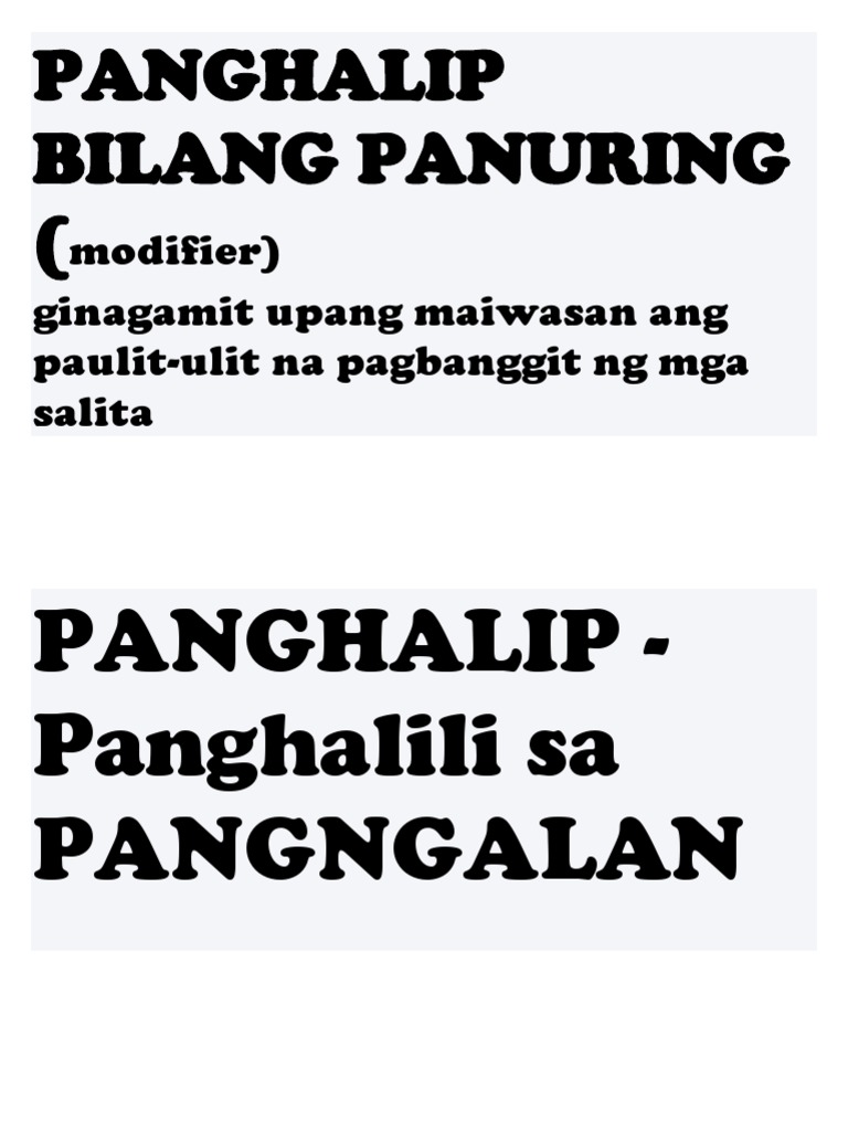 Panghalip Bilang Panuring | PDF