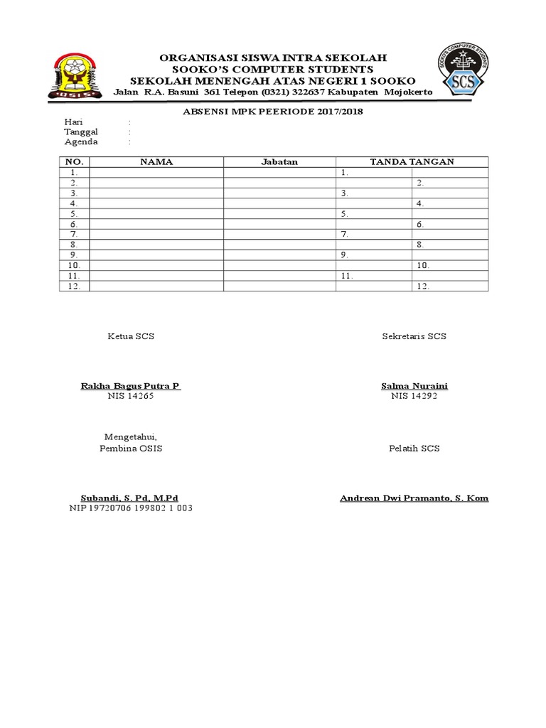 Absensi Osis MPK | PDF