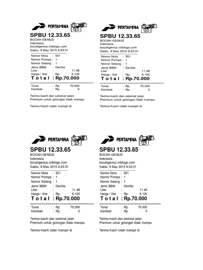 Struk SPBU Ok | PDF