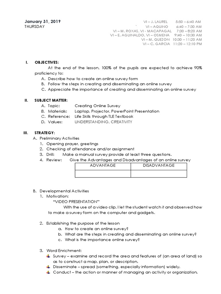 Lesson Plan Creating Online Survey | PDF | Websites | Password