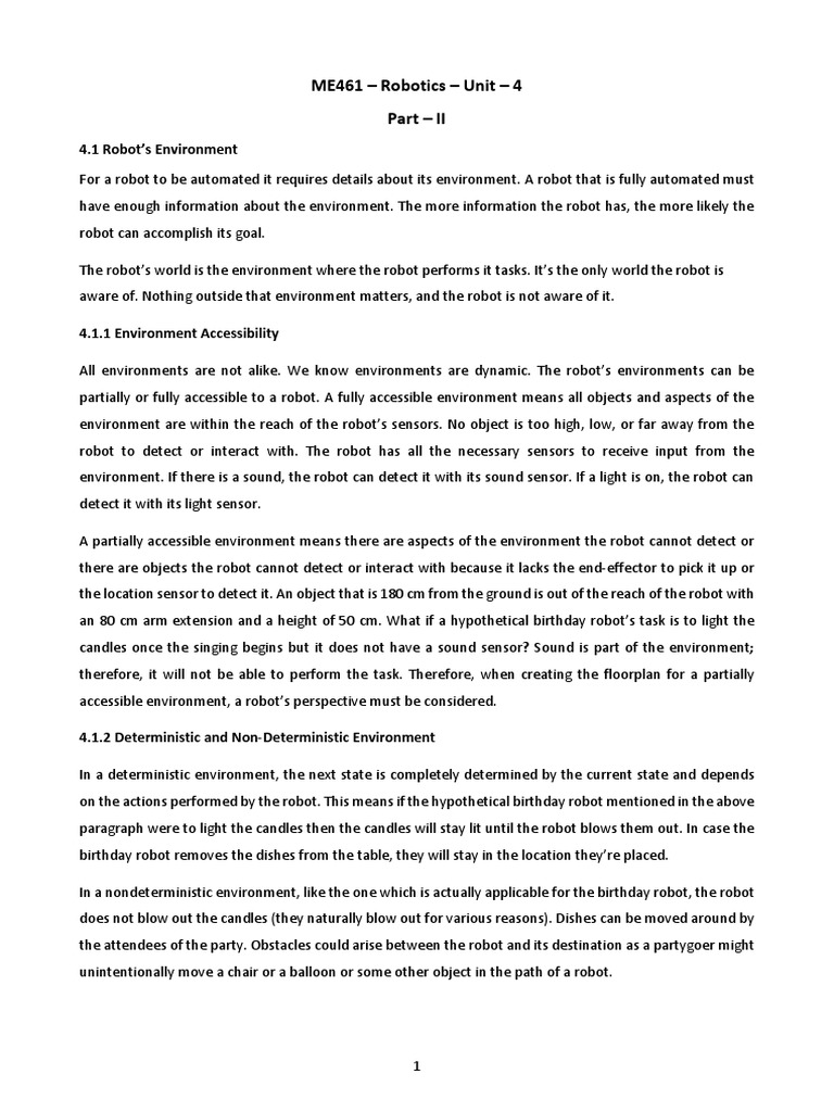 ME461 - Unit - 4 - Part 2 | PDF | Determinism | Robot