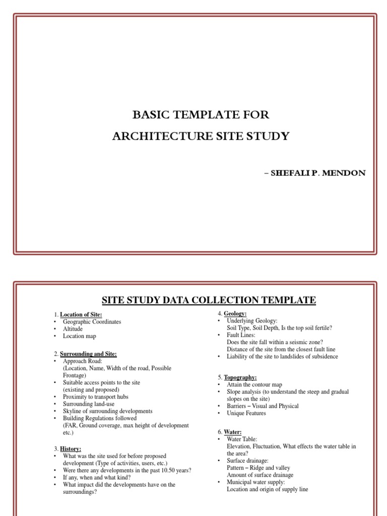 Architecture Site Study Template | PDF | Map | Soil