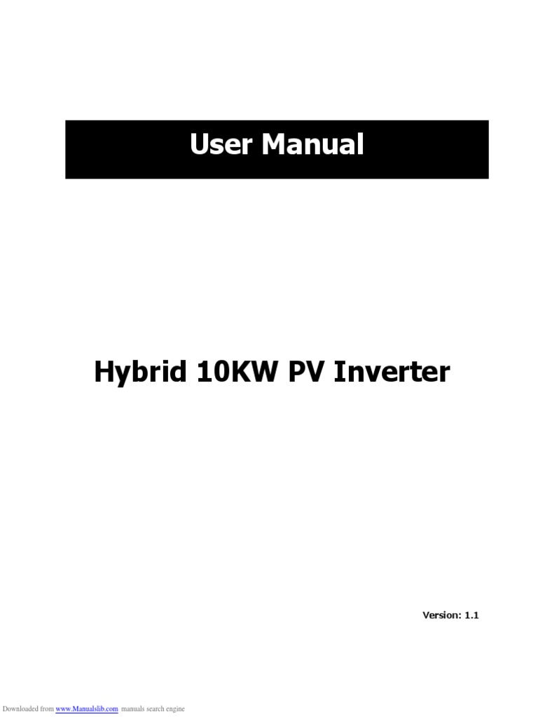 User Manual: Hybrid 10KW PV Inverter | PDF | Photovoltaic System ...
