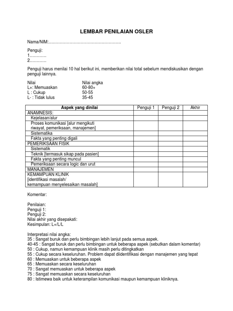 Lembar OSLER | PDF | Karier & Perkembangan | Teknologi & Rekayasa