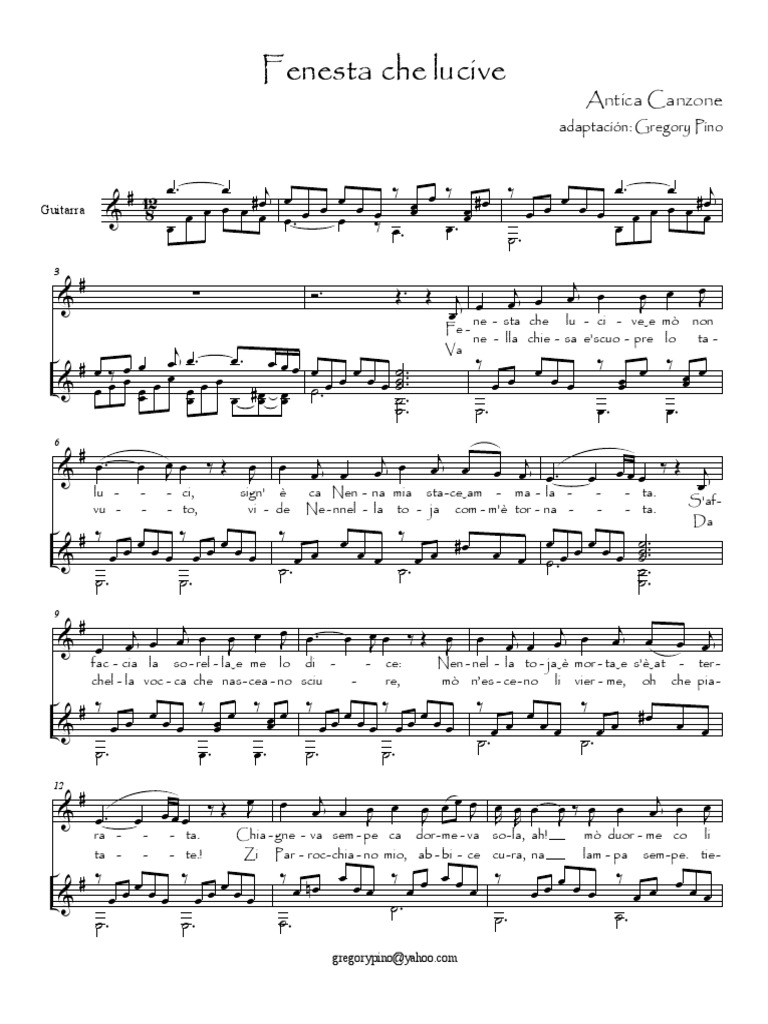 Fenesta Che Lucive - Guitarra y Voz PDF | PDF