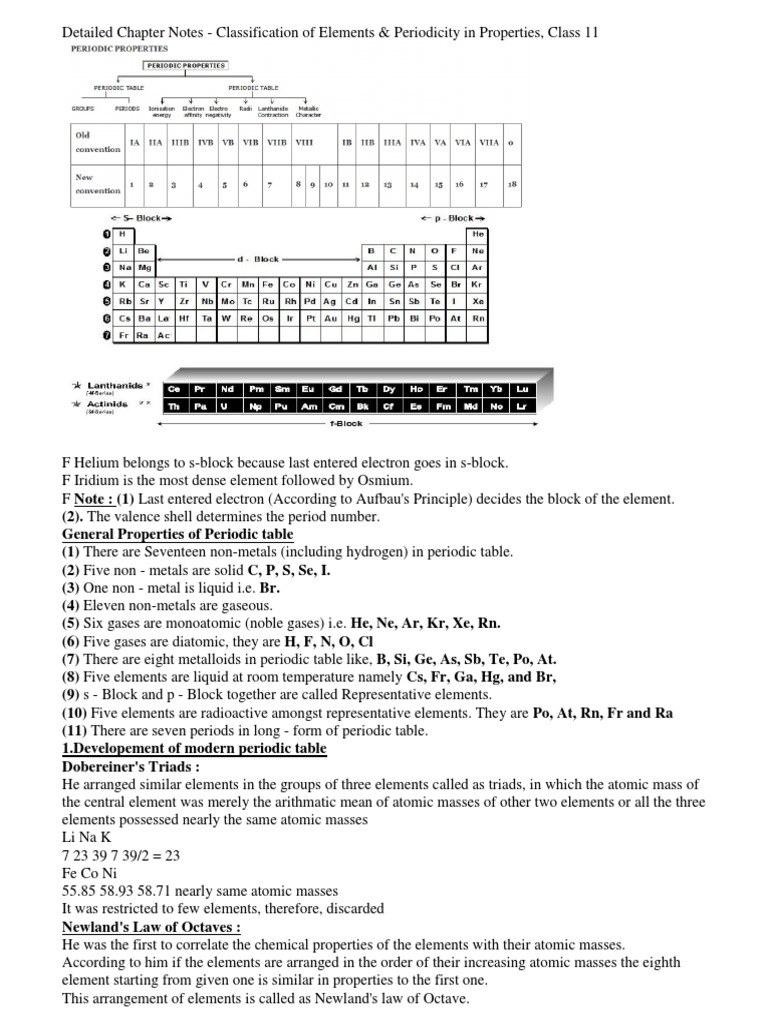 Periodic Classification - XI Notesin Detail | PDF | Ion | Periodic Table