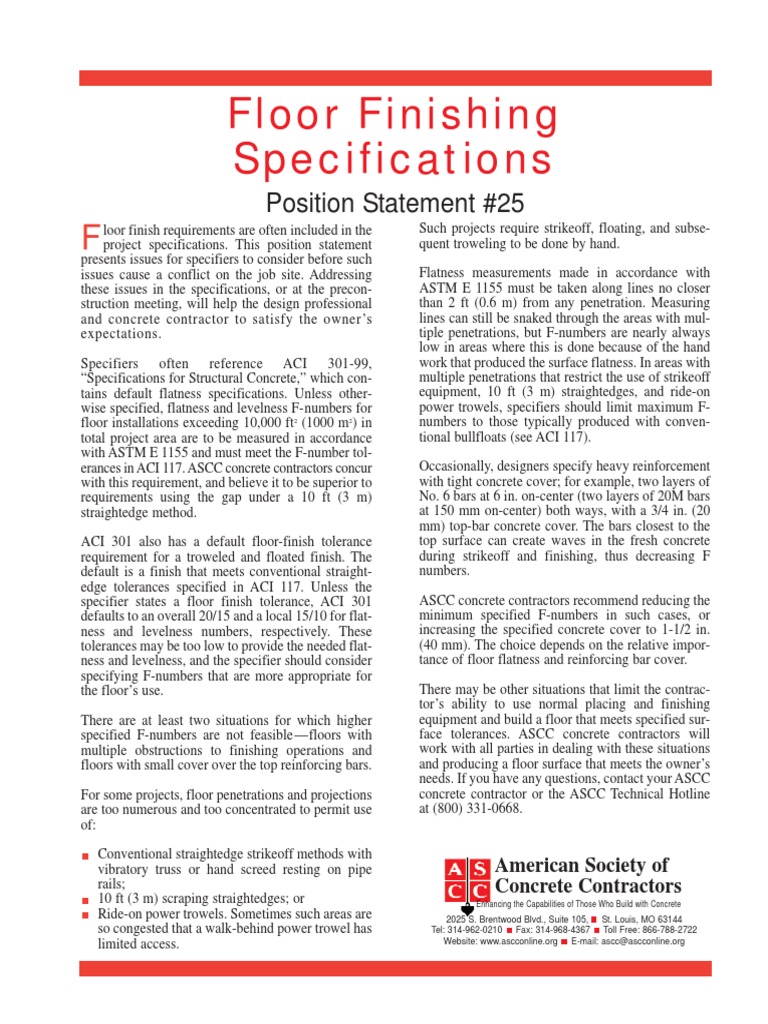 Concrete Floor Finish Tolerances | PDF | Concrete | Building Materials