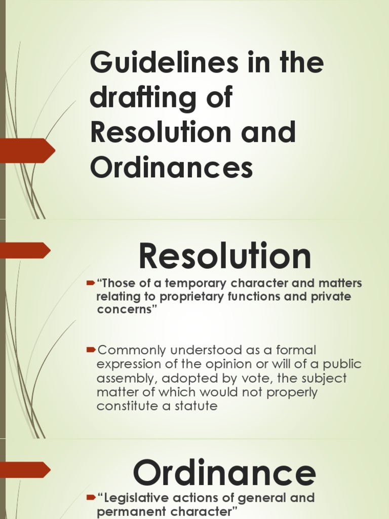 Guidelines in The Drafting of Resolution and Ordinances | PDF | Veto ...