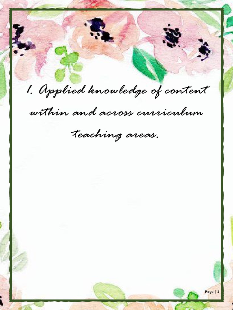 Applied Knowledge of Content Within and Across Curriculum Teaching ...