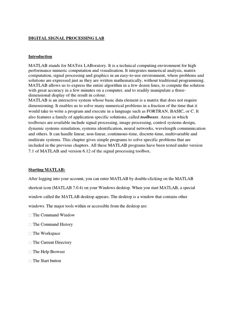 An Introduction to Signal Processing with MATLAB: Generating Basic ...