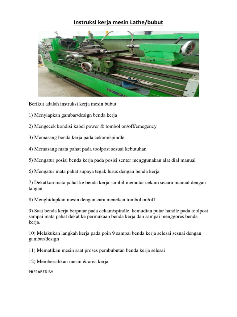 Instruksi Kerja Mesin Lathe | PDF