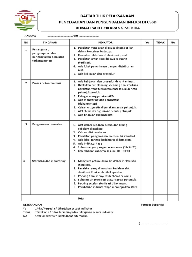 Formulir Audit Ppi CSSD | PDF