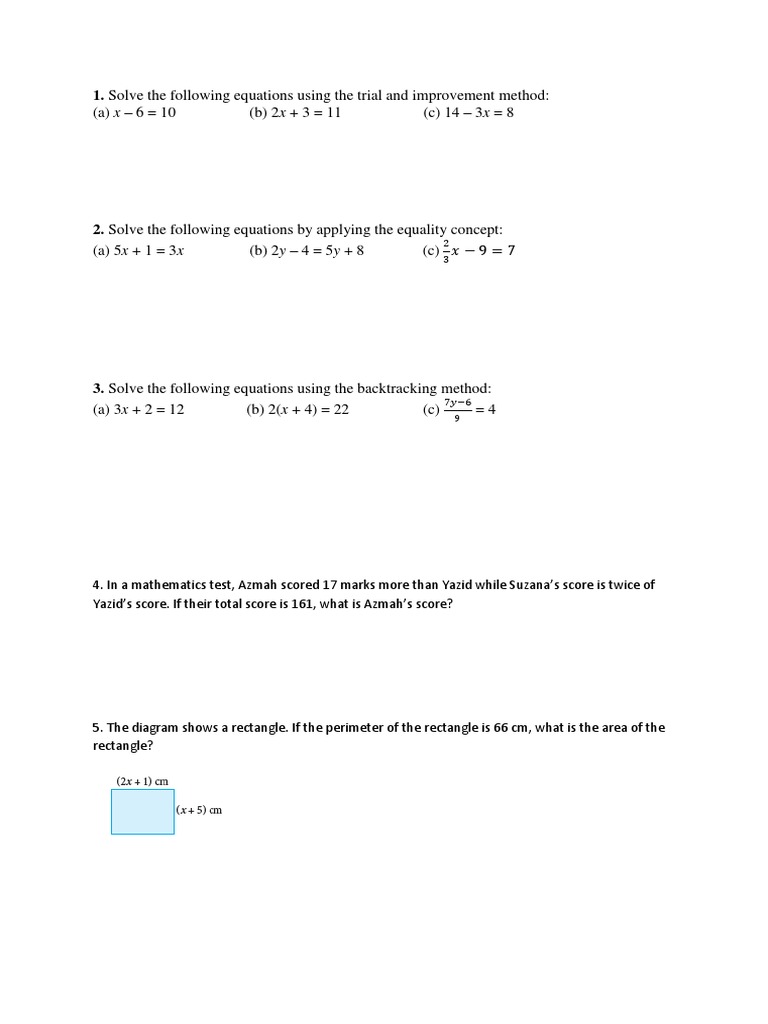 Form 1 Linear Equation | PDF