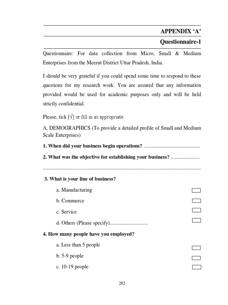 Appendix A' Questionnaire-1 | PDF | Microfinance | Small And Medium ...