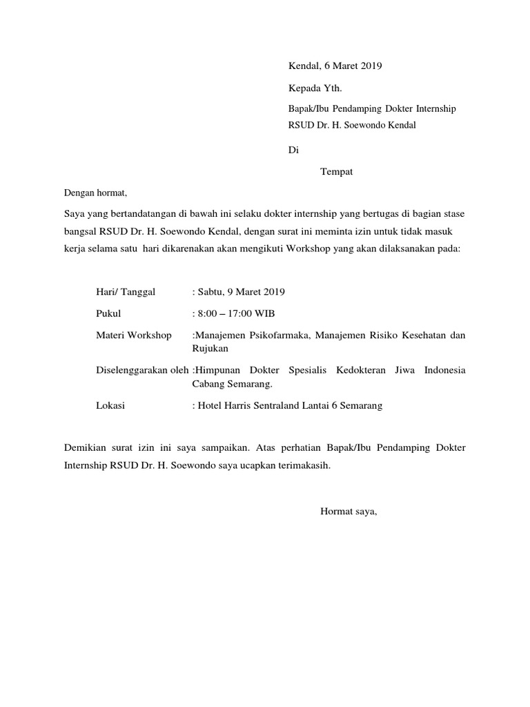 Surat Ijin Workshop | PDF