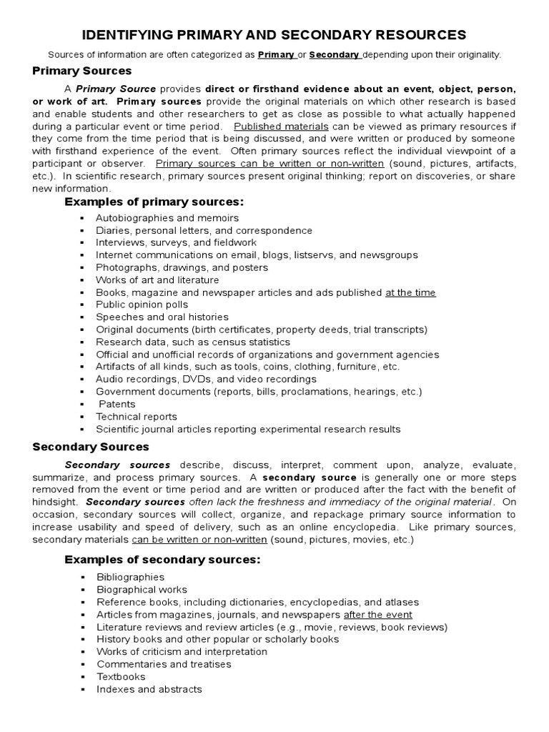 Primary-Secondary Sources Quiz | PDF | Primary Sources | Communication
