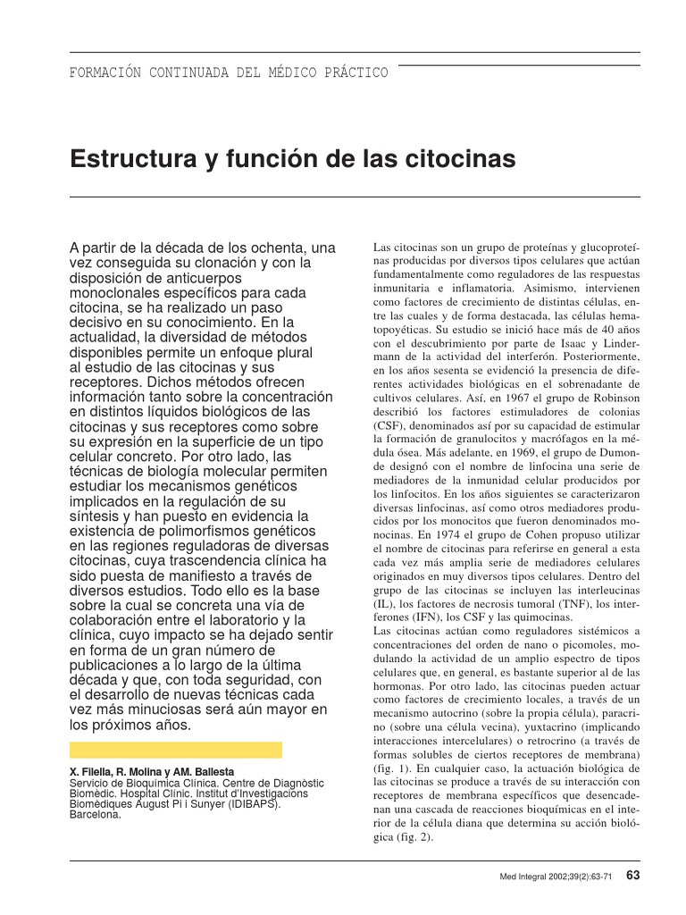 Funciones y Estructura de las Citocinas | PDF | Interferón gamma | Citocina