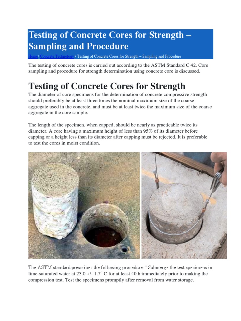 Proper Sampling and Testing Procedures for Determining the Compressive ...