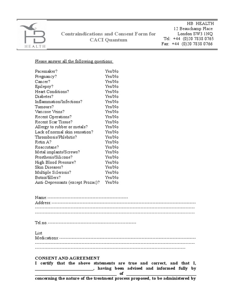 CACI Consent Form | PDF | Implant (Medicine) | Medical Specialties
