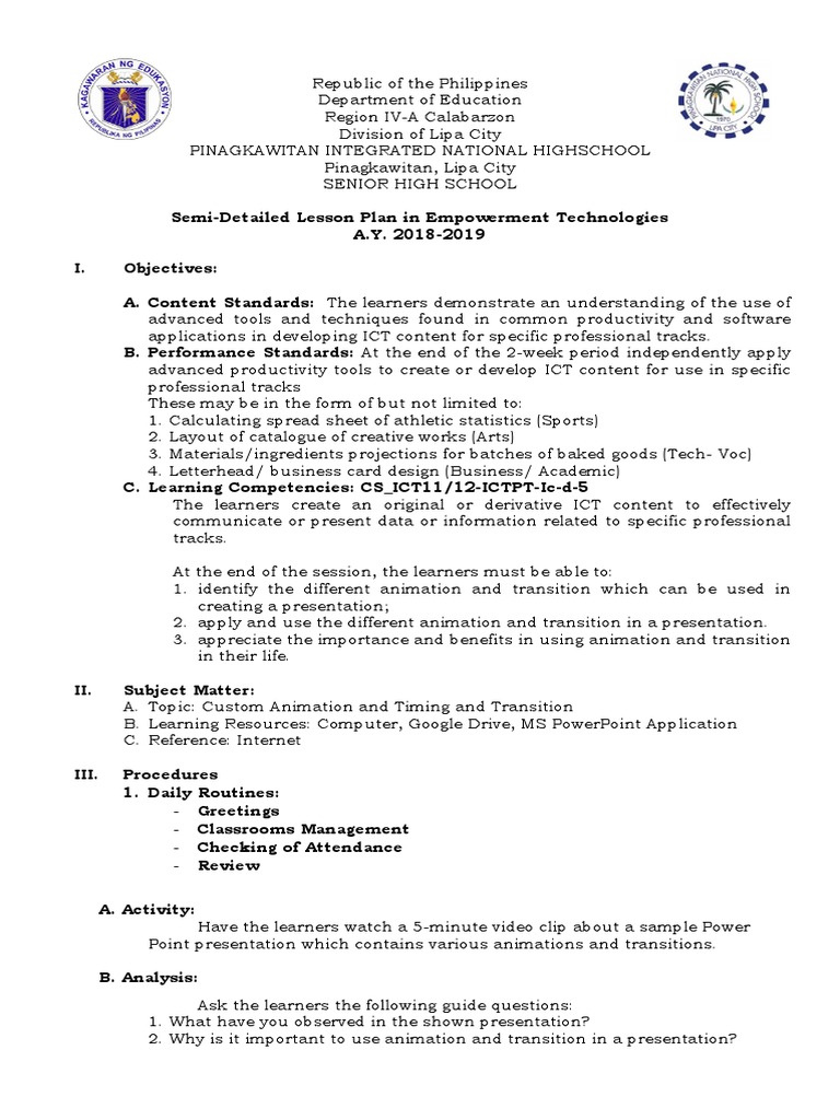 Custom Animation, Timing, and Transitions: A Lesson Plan on Advanced ...