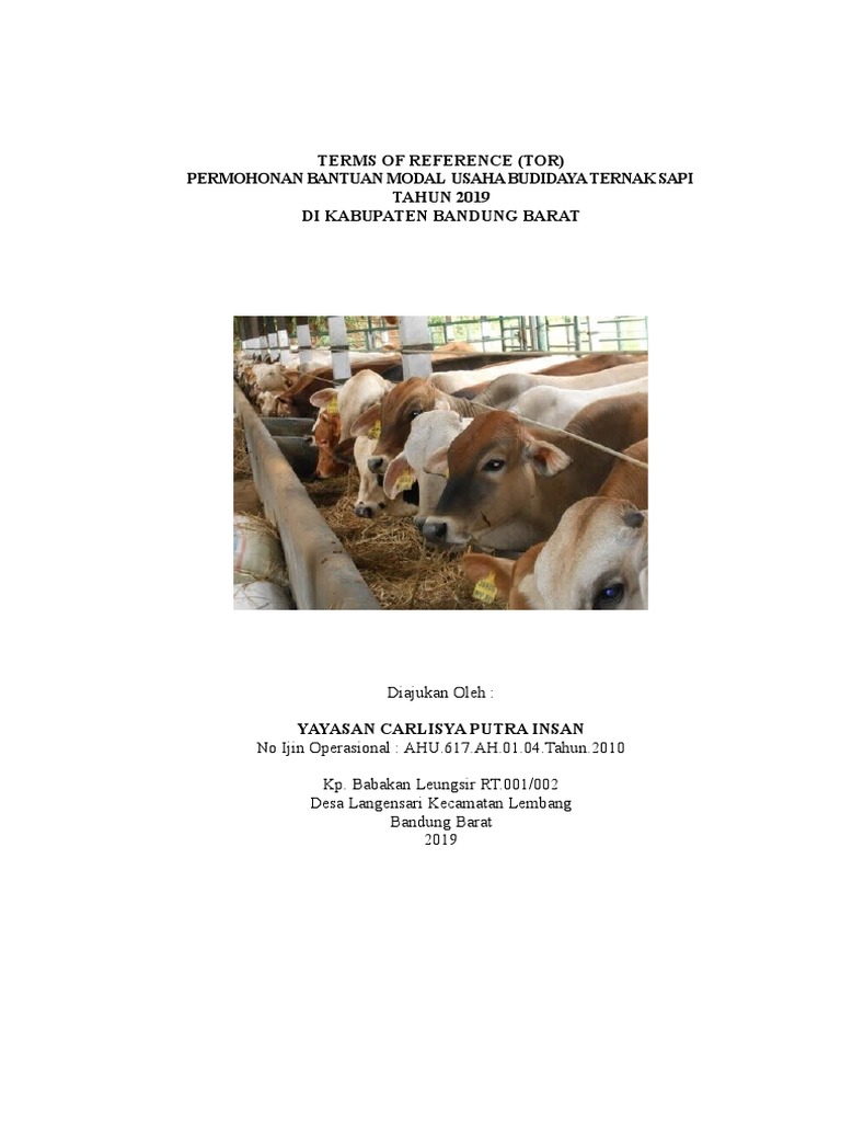 Contoh Proposal Pengajuan Usaha Ternak Sapi | PDF