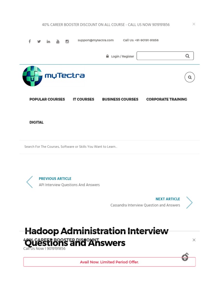 Hadoop Administration Interview Questions and Answers: 40% Career Booster Discount On All Course ...