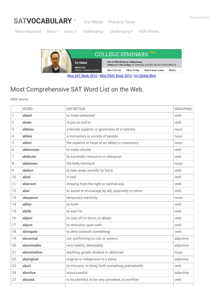 SAT Vocabulary Mastery Guide | PDF | Verb | Adjective