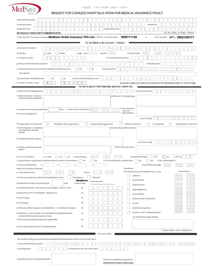Medsave Healthcare Tpa | PDF | Hospital | Identity Document
