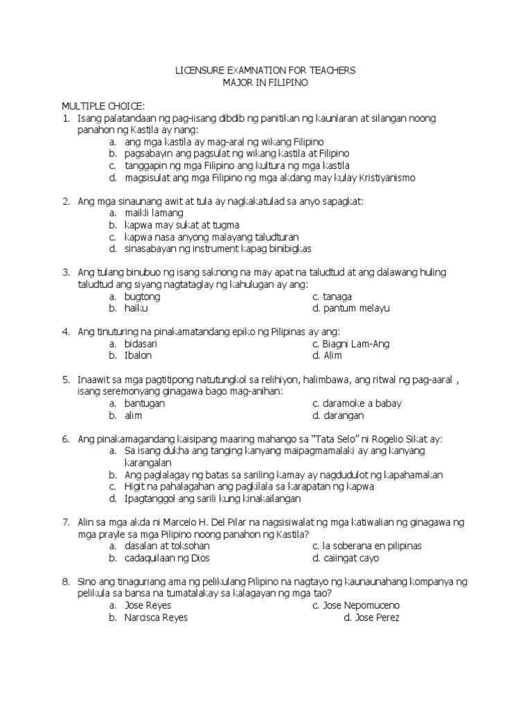 Filipino Exam | PDF