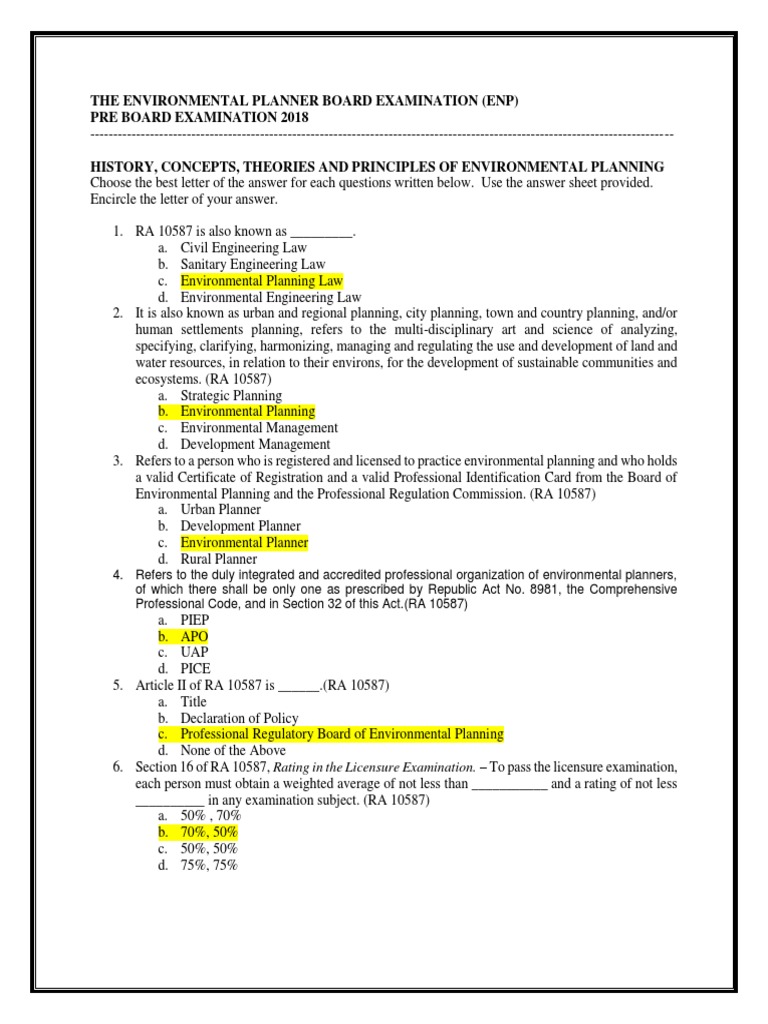 ENP Board Exam Overview and Requirements | PDF | Map | Urban Planning