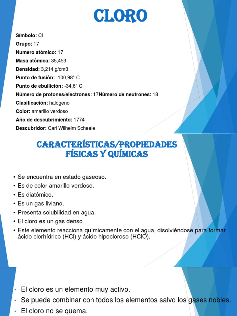 CLORO | PDF | Cloro | Sustancias químicas