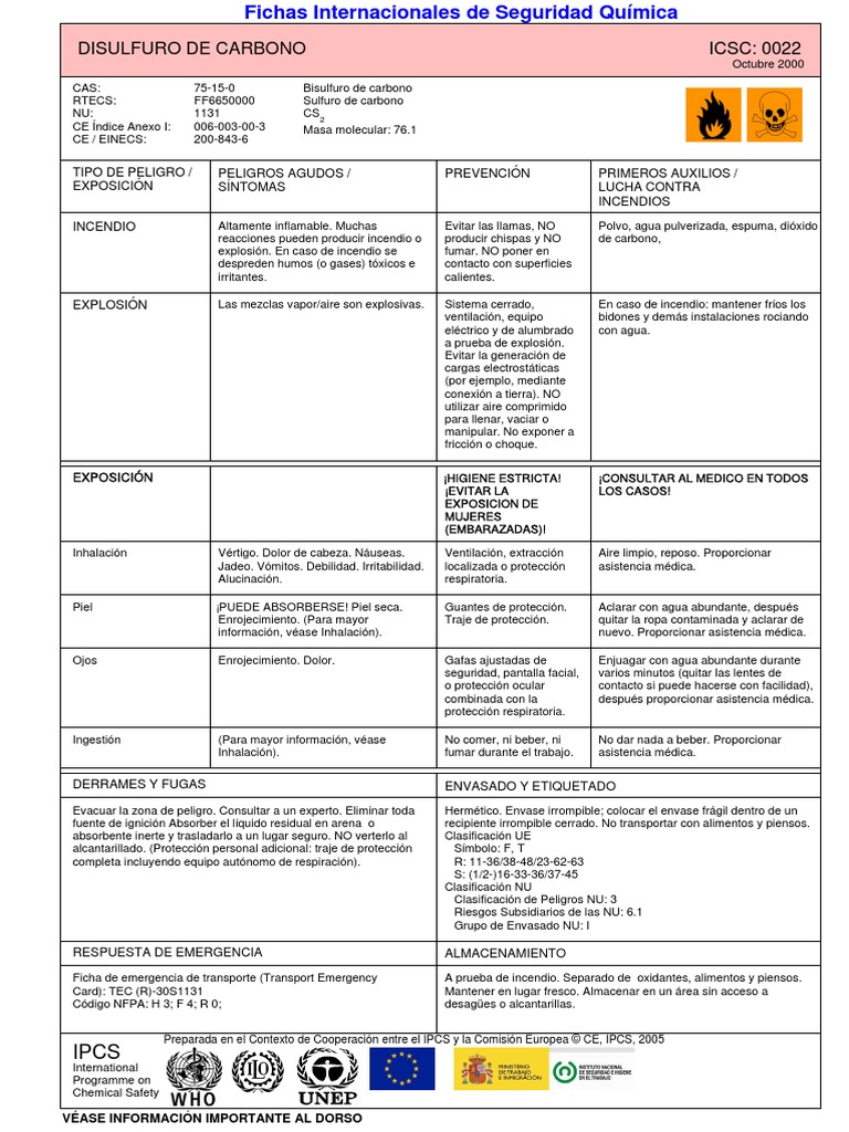 CS2 MSDS PDF | PDF | Carbón | Celsius